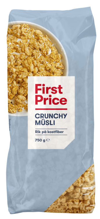 Kjøp Crunchy Musli. 750g First Price hos MENY - 36,40 kr | MENY