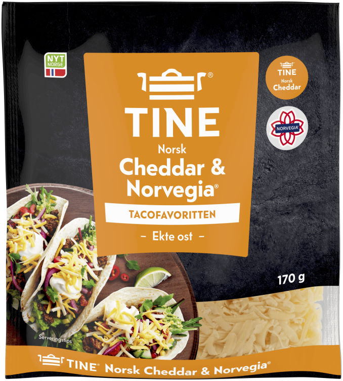 Cheddar&Norvegia - Revet Ost 170g Tine | Meny.no