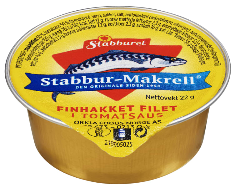 STABBURET STABBUR-MAKRELL MAKRELLFILET FINHAKKET I TOMATSAUS 22 G