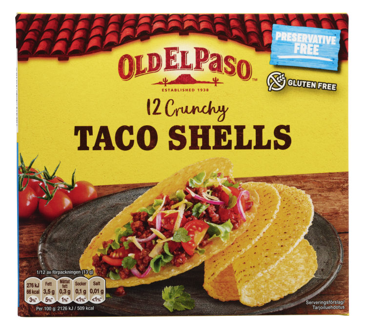 TACO SHELLS 12STK OEP